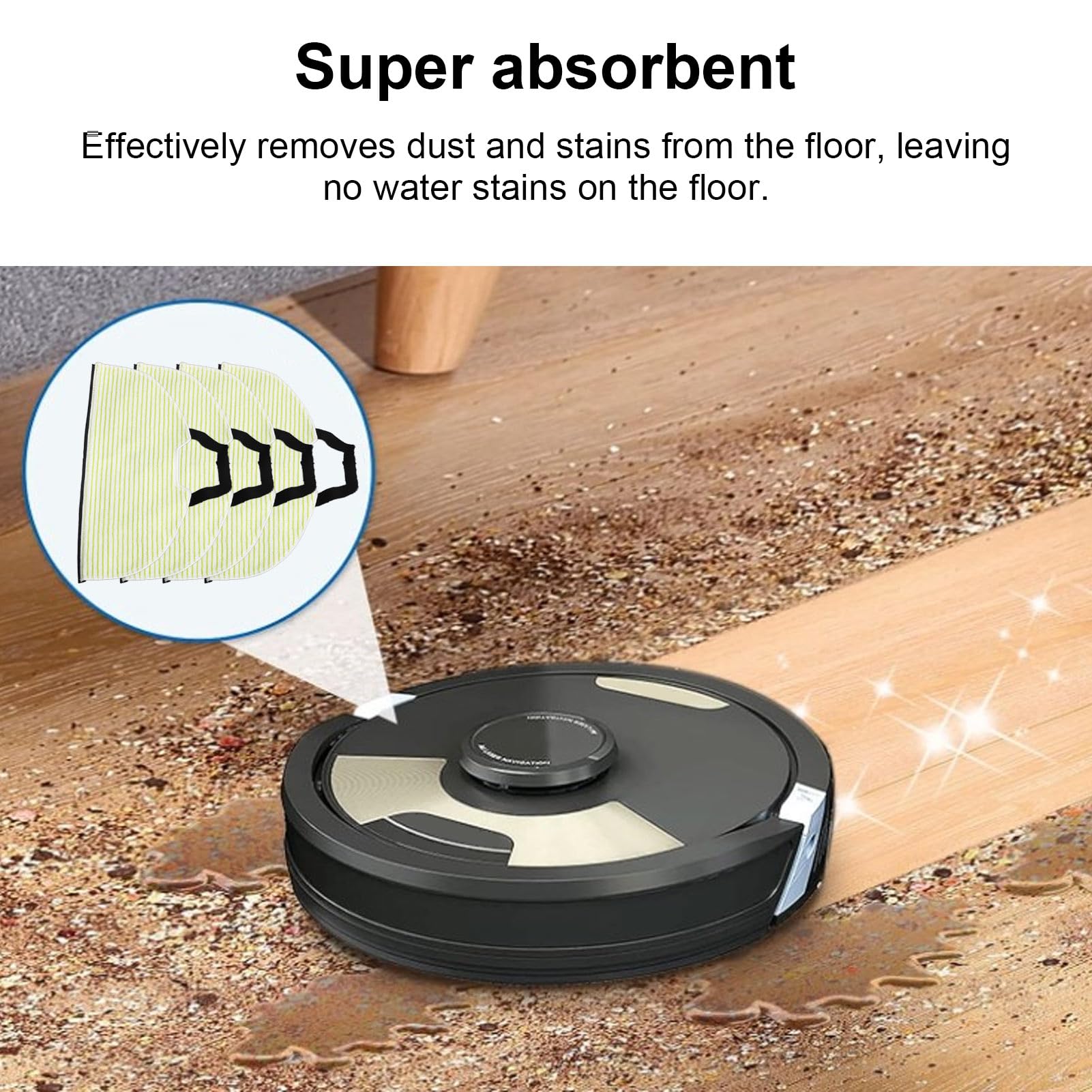 4pcs Reusable Mop Pads Refill, Vacuum Mop Pads Shed Resistant Highly Absorbent Reusable Mop Cloth Pad for Shark RV2410WD RV2610WD,Microfiber Replacement Mopping Cloths Componente