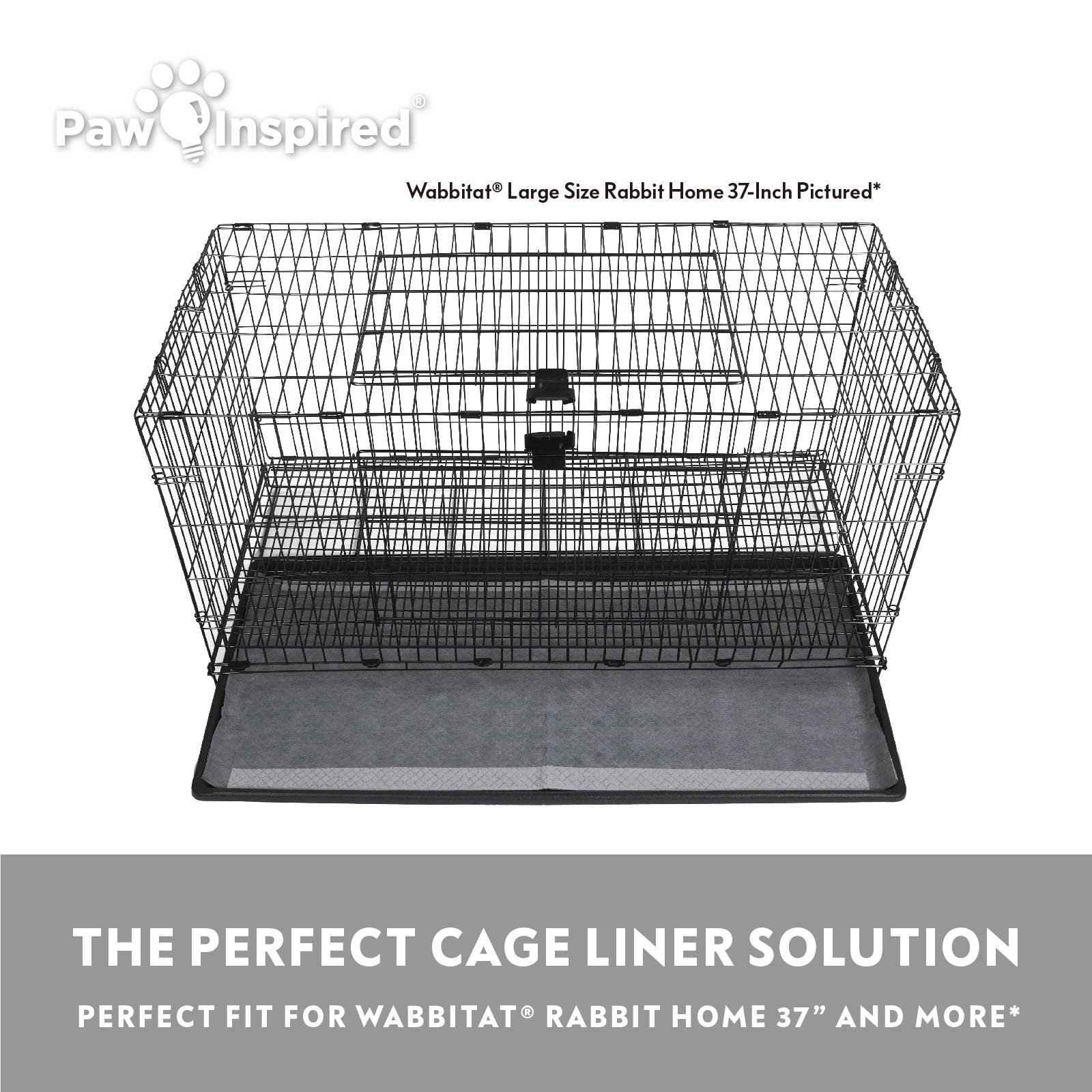 Paw Inspired Disposable Guinea Pig Cage Liners | Bamboo Charcoal Odor Controlling | Super Absorbent Liners Pee Pads for Ferrets, Rabbits, Hamsters, and Small Animals (36x18 (Wabbitat 37") - 16 ct)