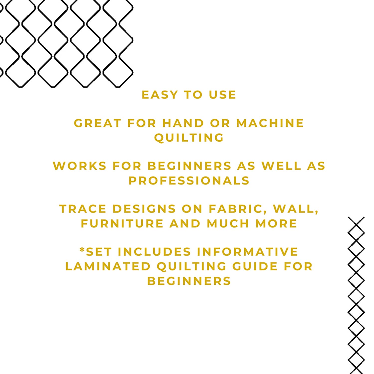 Quilting Stencils for Machine and Hand Quilting - 2 Quilting Stencils for Background, Border Patterns - Mock Crosshatch, Cross Hatch Border Plastic Quilt Stencil Set with Guide