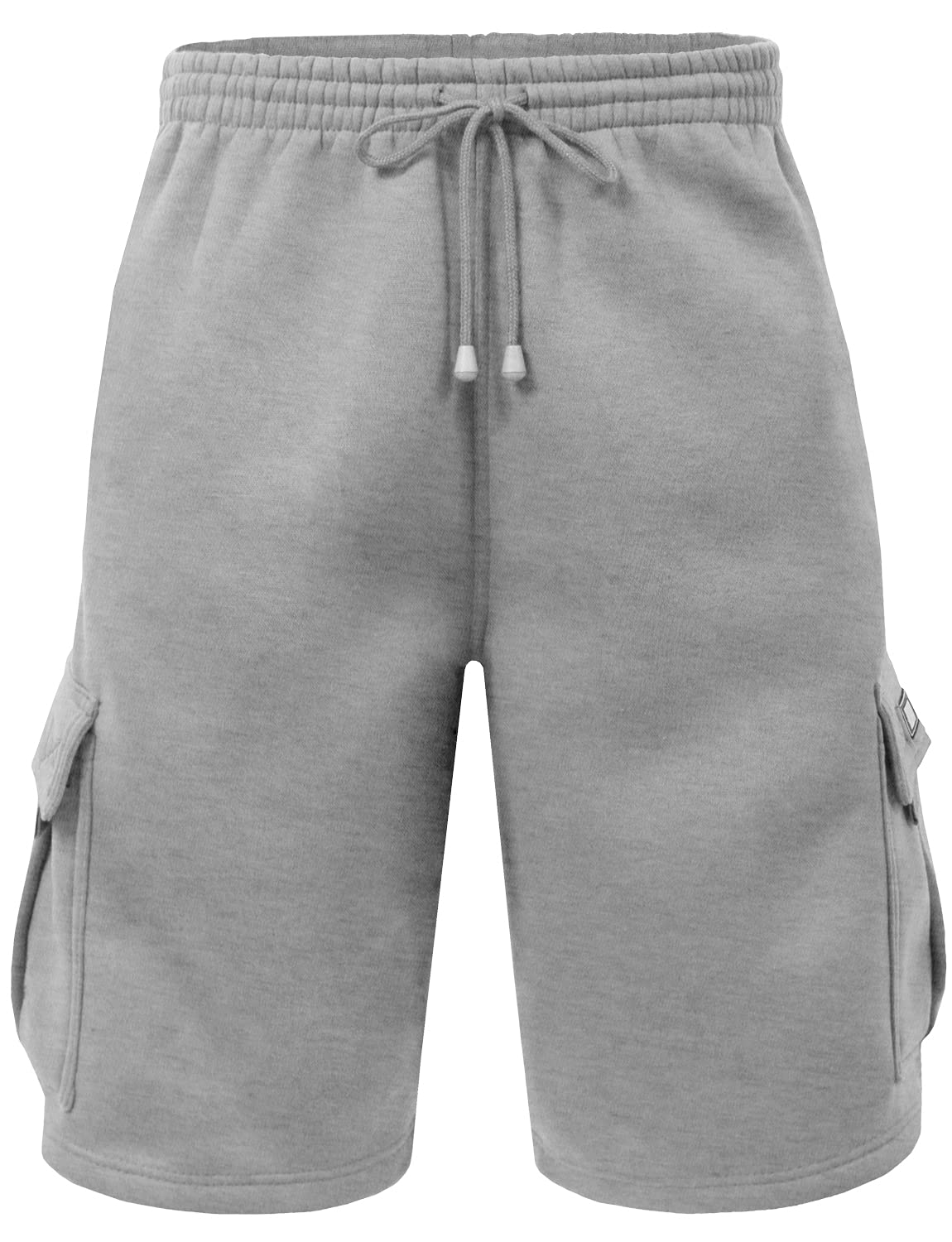 NE PEOPLE Men’s Cargo Shorts – Active Casual Comfy Workout Gym Elastic Drawstring Fleece Pockets Sweat Pants NEMP07 Hgray XL HeatherGray