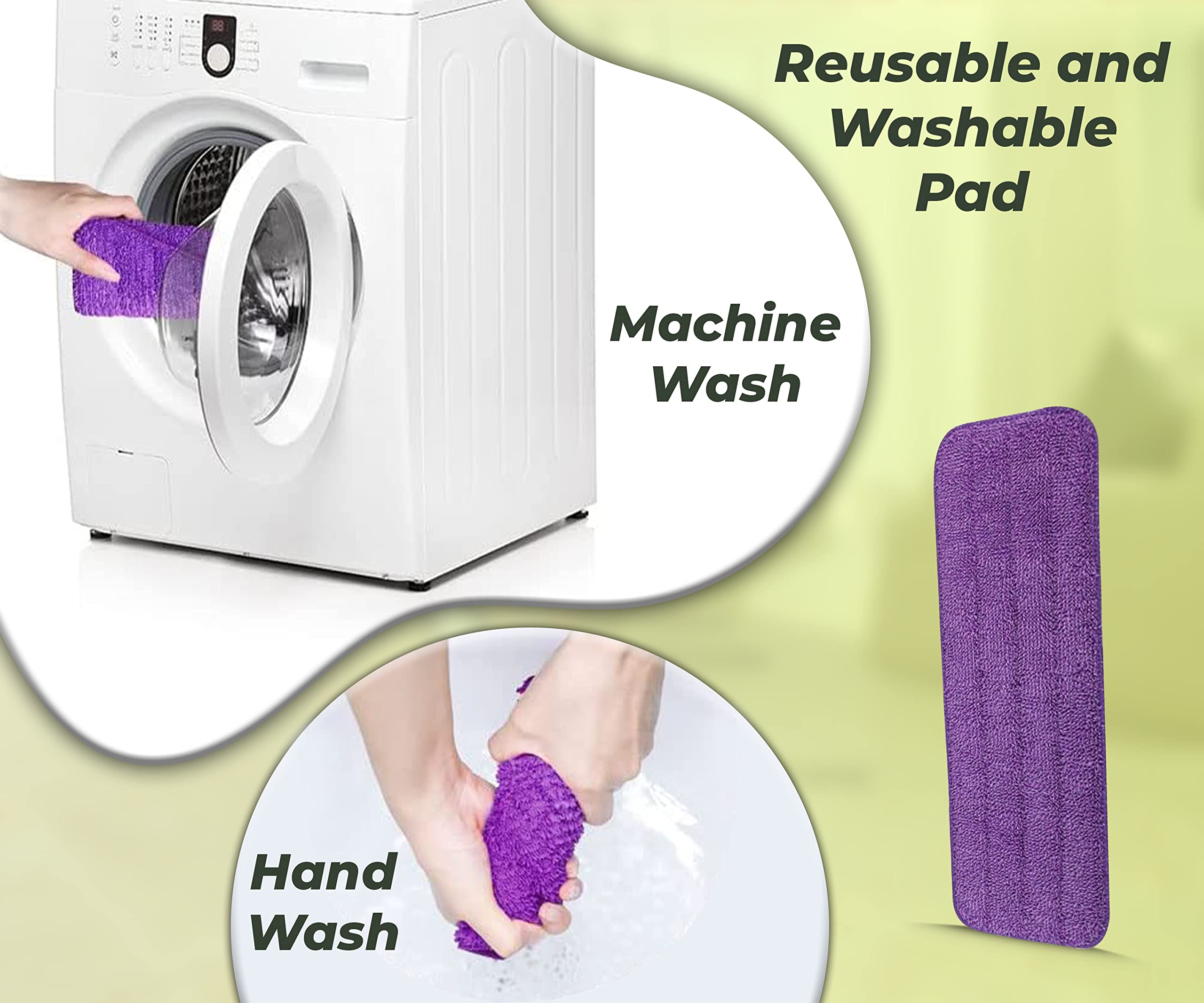 ARSUK Spray Mop Refill Pads Microfiber Replacement Heads Premium Wet/Dry Flat Mop Floor Cleaning Machine Washable Reusable 16 x 5.5 inches ( 3 Pack Purple)