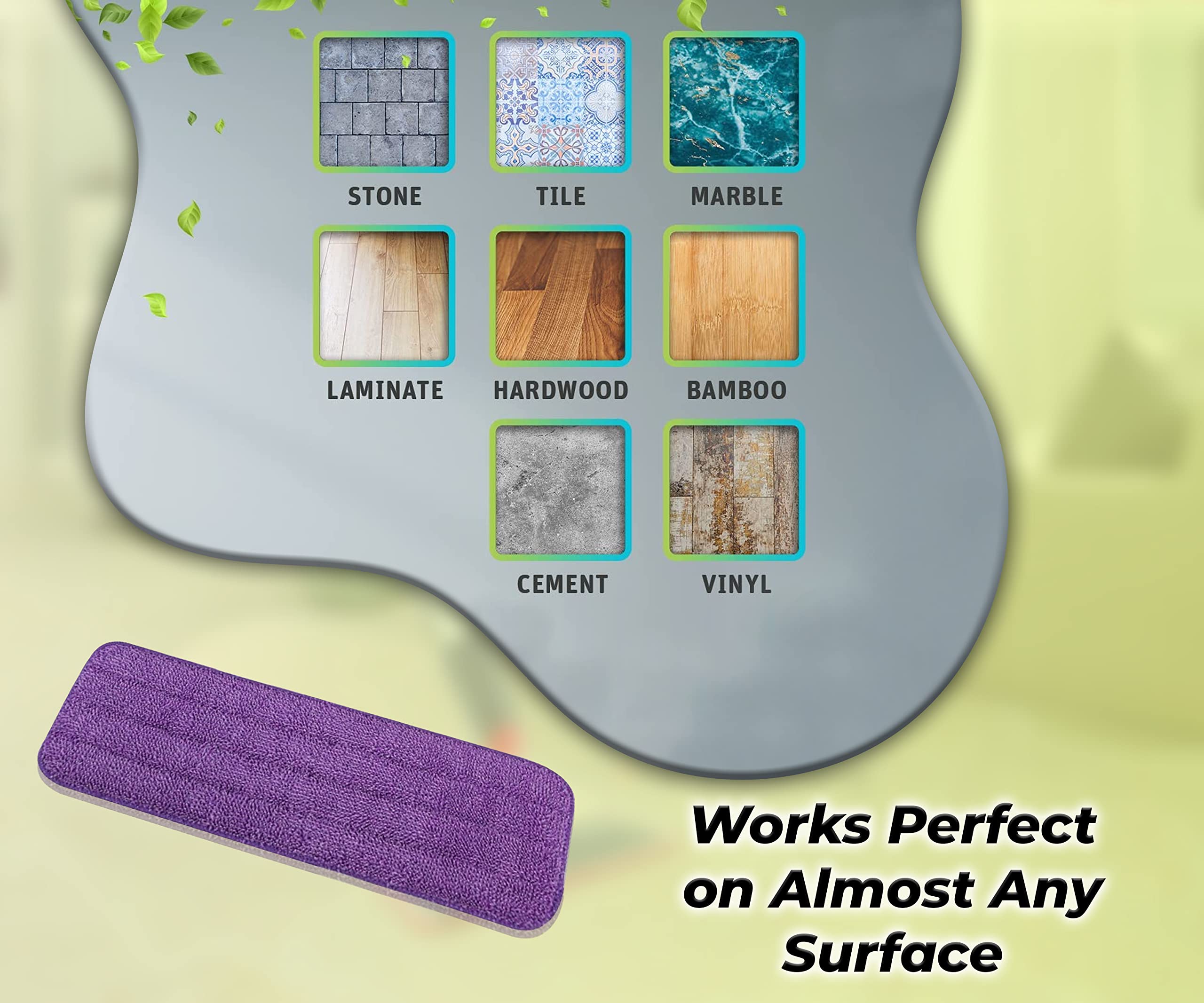 ARSUK Spray Mop Refill Pads Microfiber Replacement Heads Premium Wet/Dry Flat Mop Floor Cleaning Machine Washable Reusable 16 x 5.5 inches ( 3 Pack Purple)