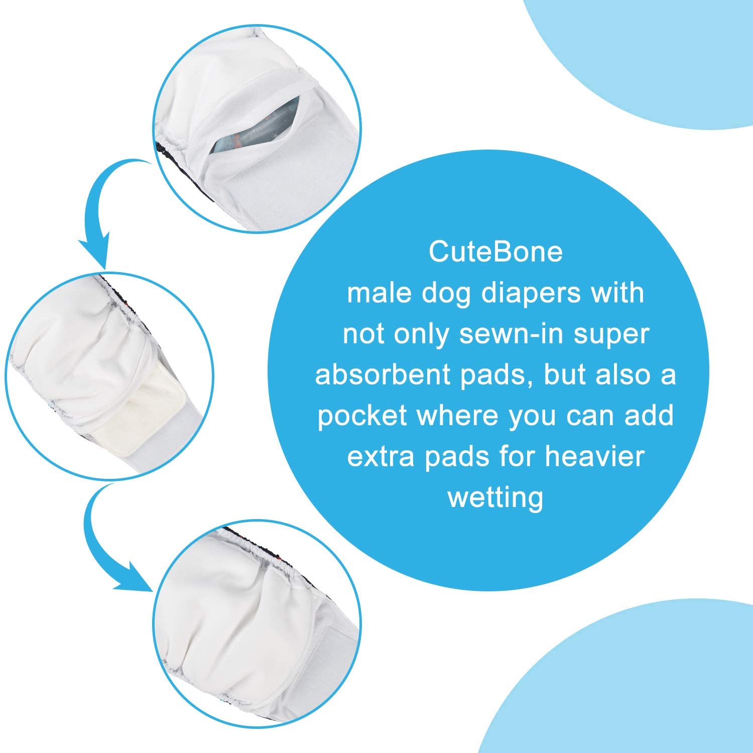CuteBone Dog Belly Bands for Male Dogs Wraps Washable Doggie Diapers DM07M