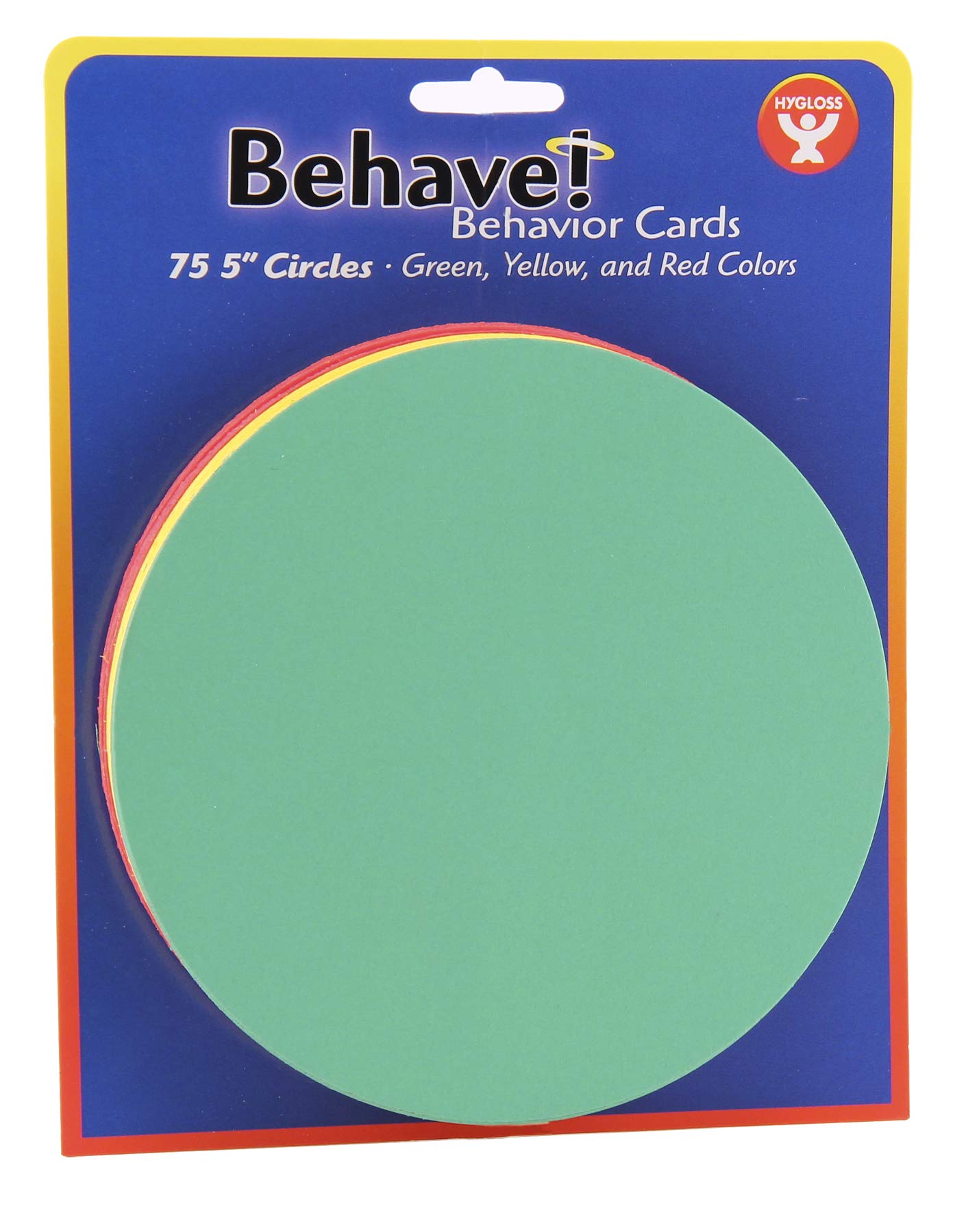 Hygloss Behavior Cards - Motivational for Students & Kids - Red, Yellow & Green Incentive Cards for Classroom - Early Childhood Education Material - Pocket Chart Cards - 5” Circles - Pack of 75