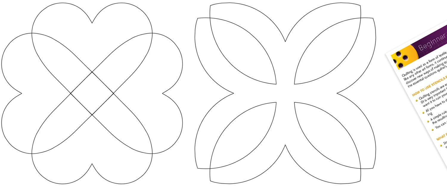 Quilting Stencils for Machine and Hand Quilting - Set of 2 Mini Reusable Beginner’s Choice and Heart Knot Design Plastic Quilt Stencil for Background, Block, Borders Patterns - with Guide