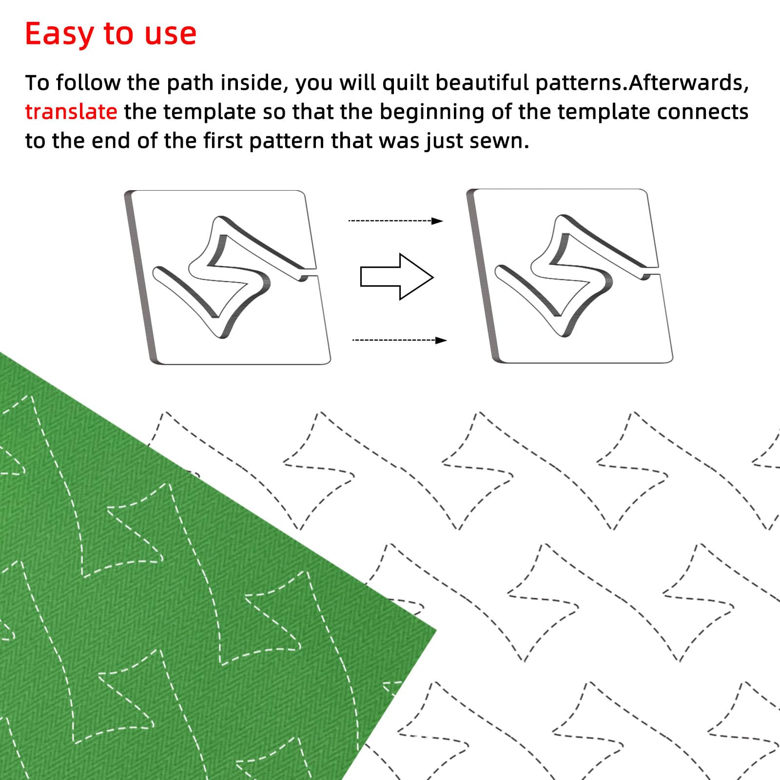 Kapyoo 4Pcs Free Motion Quilting Templates Machine Quilting Templates Quilting Rulers Quitling Design Quilting Supplies Quilting Stencil with Non-Slip Grips (Continuous Line Design Series)