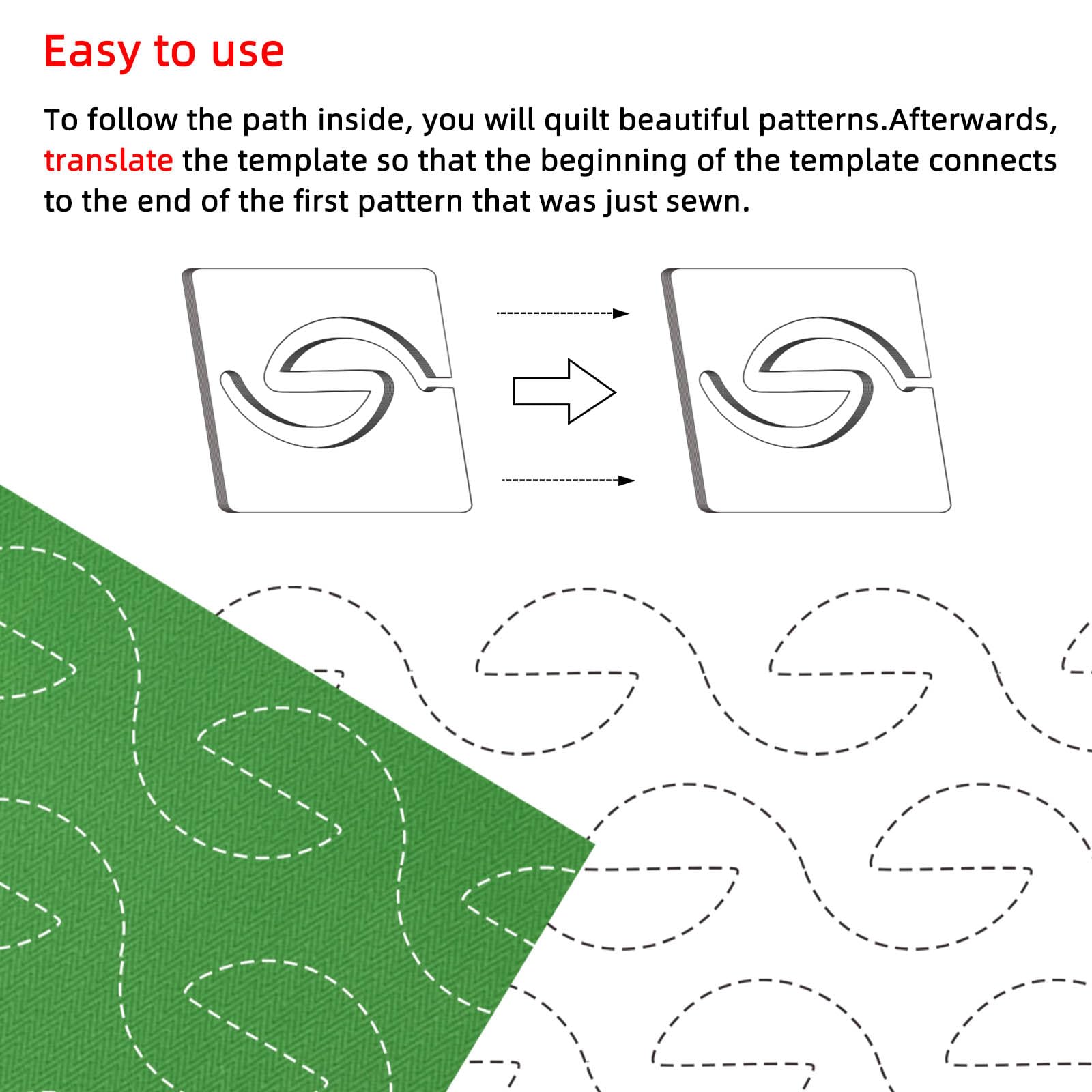 Kapyoo 4Pcs Free Motion Quilting Templates Machine Quilting Templates Quilting Rulers Quitling Design Quilting Supplies Quilting Stencil with Non-Slip Grips (Continuous Line Design Series)