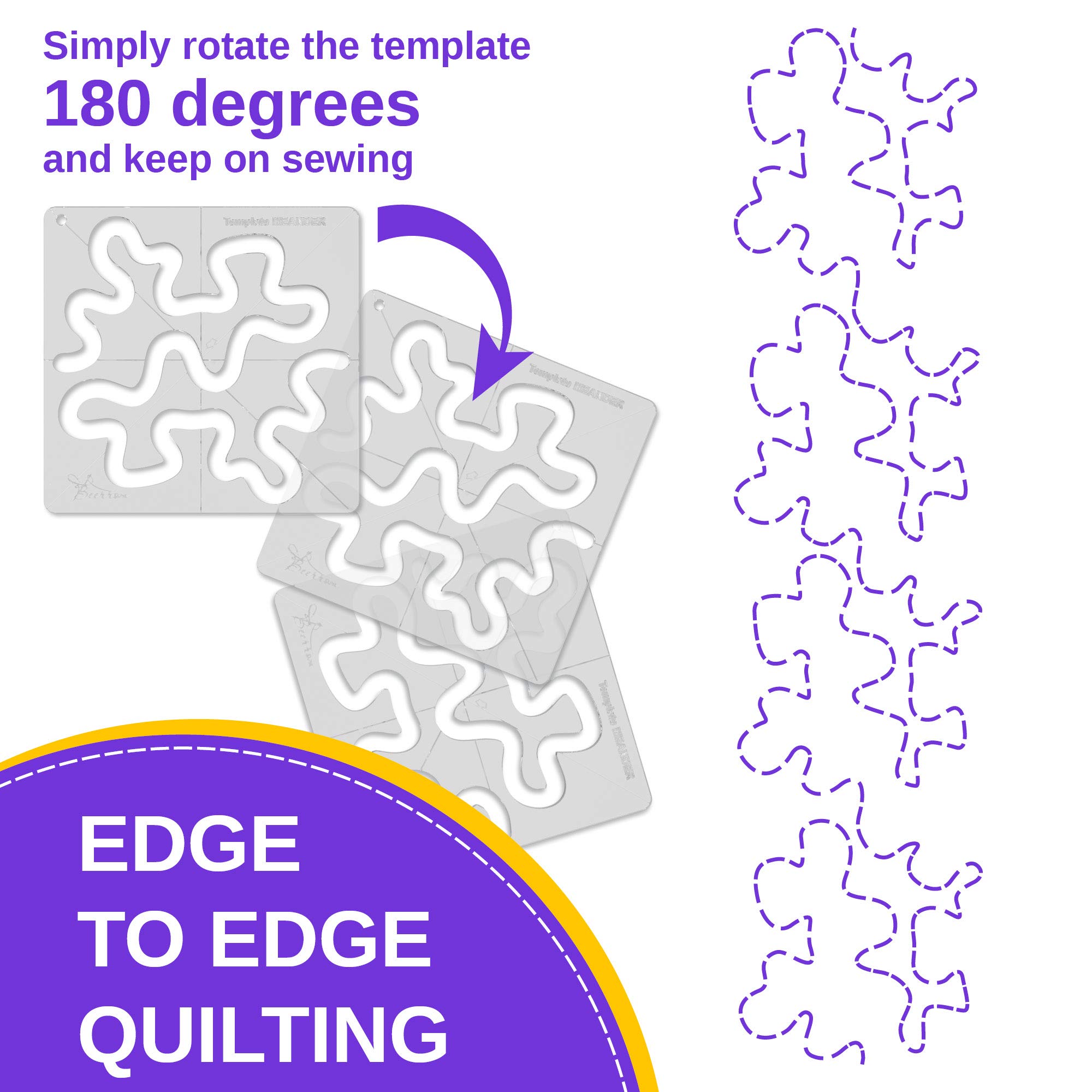 Meander Quilting Templates – Free-Motion Quilt Design – Acrylic Quilting Ruler Template for Industrial and Domestic Sewing Machines – Easy Free-Motion Quilting Learning