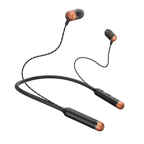 House of Marley Smile Jamaica Wireless: Wireless Neckband Earphones with Microphone, Bluetooth Connectivity, 8 Hours of Playtime, and Sustainable Materials (Black)