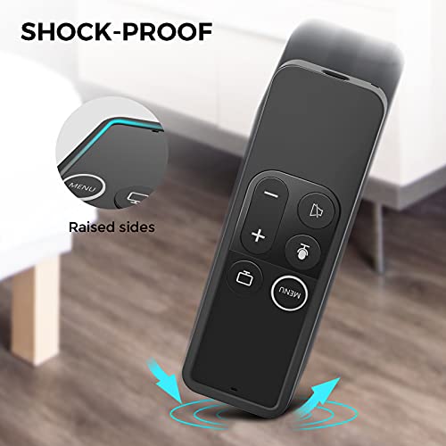 AhaStyle Protective Case for Apple TV Remote with AirTag Holder, Anti Slip Silicone Cover Compatible with 2017 Apple TV 4K [1st Generation] and 2016 Apple TV HD (Black)