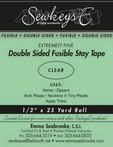 Field's Fabrics Clear - 1/2" Double Sided Fusible Stay Tape - 0.5" X 25 Yards SewkeysE Extremely Fine Sold by The 25 Yard Roll (DSFST.5) M494.21