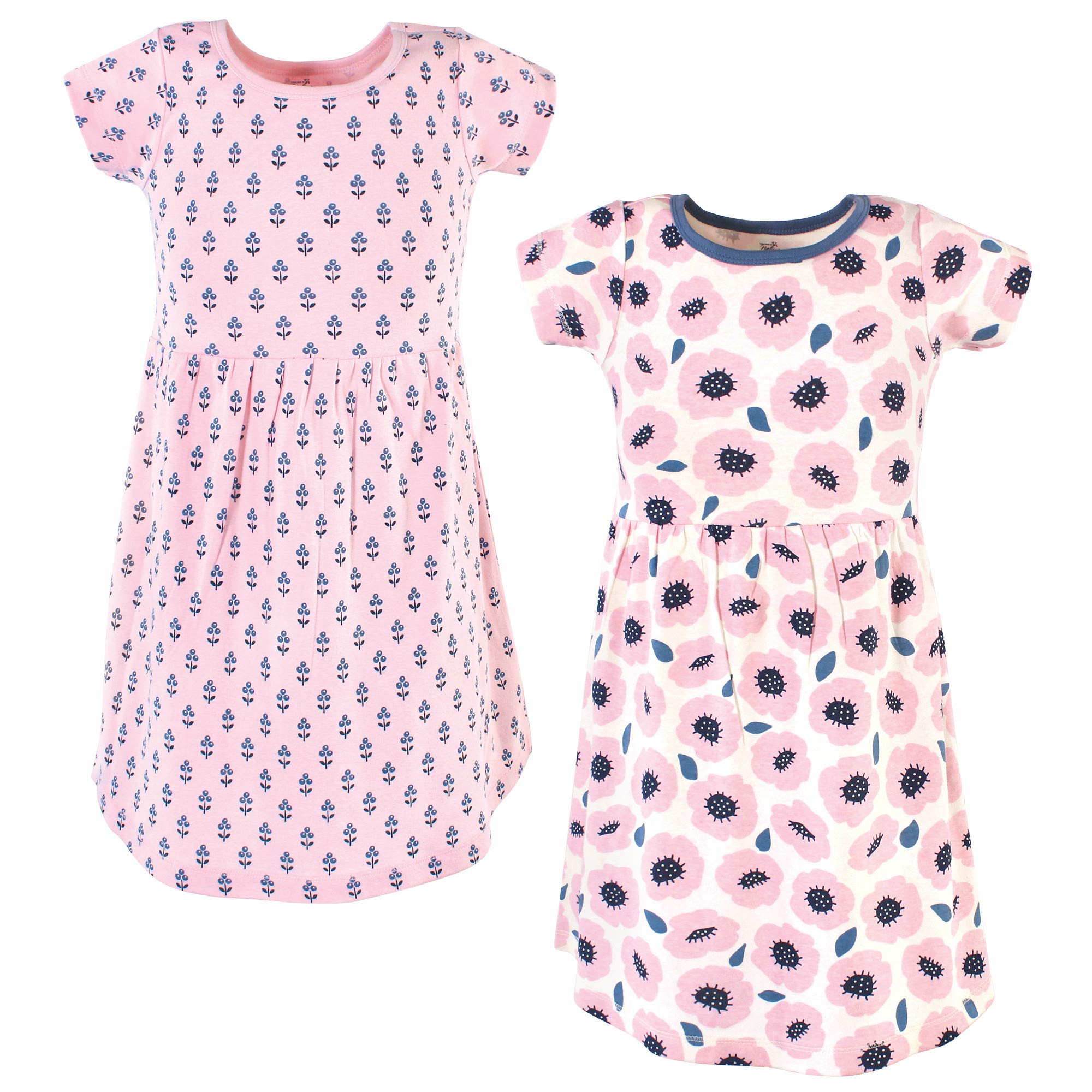 Touched by Nature Girls, Toddler, Baby and Womens Organic Cotton Short-Sleeve and Long-Sleeve Dresses, Blossoms Short Sleeve, 7 Years