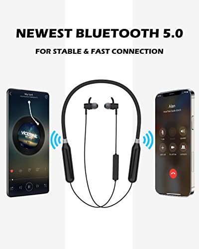 OINMELY 150Hours Playtime Bluetooth Neckband Headphones V5.0 Wireless Headset Sport Earbuds w/Mic Playtime Cordless Noise-Canceling Earphones for Gym Running Compatible with iOS Samsung Android