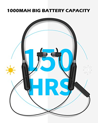 OINMELY 150Hours Playtime Bluetooth Neckband Headphones V5.0 Wireless Headset Sport Earbuds w/Mic Playtime Cordless Noise-Canceling Earphones for Gym Running Compatible with iOS Samsung Android