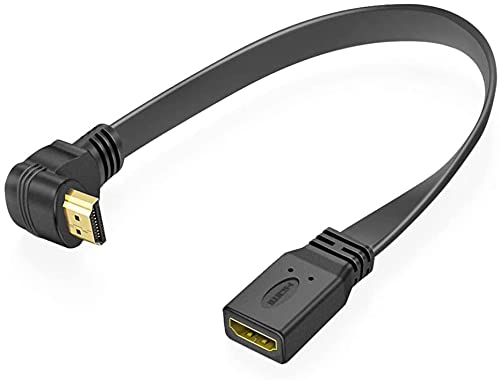 URWOOW HDMI Extension Cable High Speed 90-Degree Angle HDMI Male to Female Extension Wire Cord HDMI Extender - Gold Plated Plugs ( 1FT )