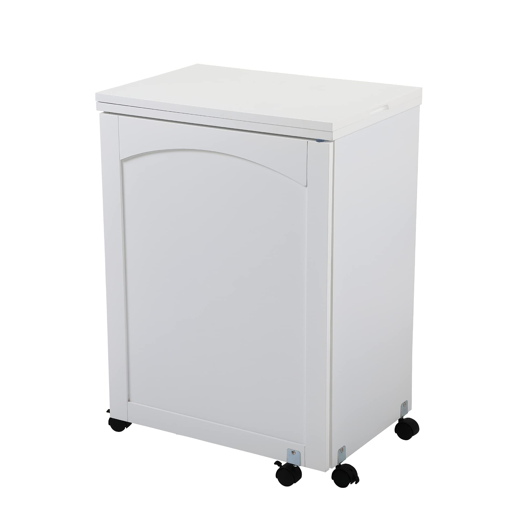 Afaris Folding Sewing Table, Versatile Sewing Cabinet Craft Station, Sewing Machine Desk w/Storage Shelves, Lockable Wheels, Adjustable Sewing Table Rolling Cart for Apartment Small Spaces, White