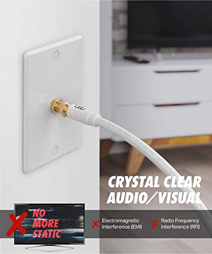 Coaxial Cable (10 ft) Triple Shielded - RG6 Coax TV Cable Cord Wire in-Wall Rated - Digital Audio Video with Male F Gold Plated Connectors -10 feet
