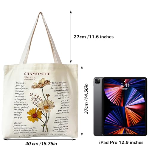 Keanoo Canvas Tote Bag, Aesthetic Tote Bag for Women School Shoulder Bag with Zipper Gift Bag for Teacher's Day