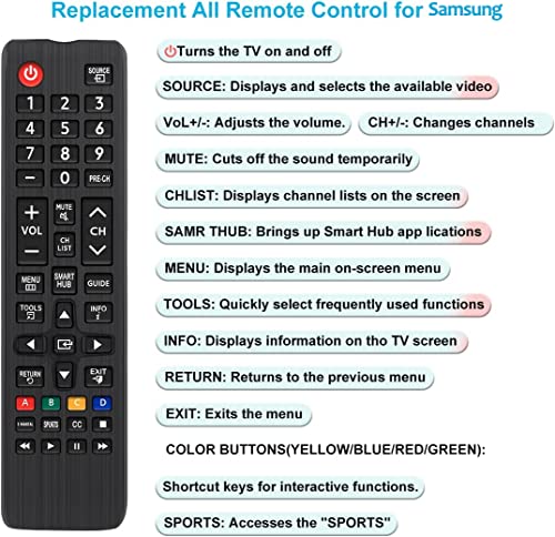 Universal Remote Control for All Samsung TV Remote,Samsung Remote Controls for Samsung Smart TV LCD LED HDTV 3D TVs,Compatible for All Samsung TV Remote Models