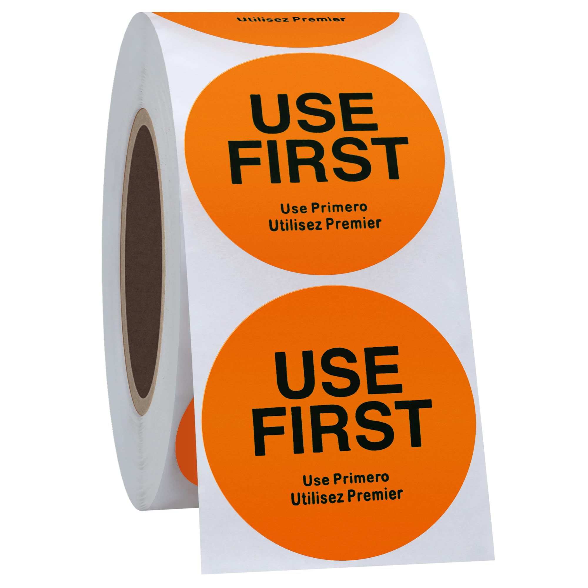Hybsk USE First Stickers Restaurant Food Service FIFO Label 1.5 Inch Total 500 Labels Per Roll (Orange)
