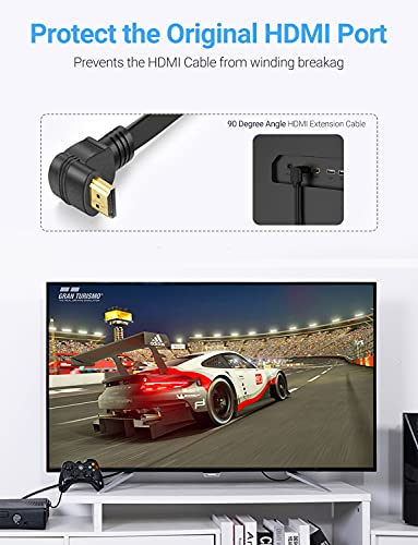 URWOOW HDMI Extension Cable High Speed 90-Degree Angle HDMI Male to Female Extension Wire Cord HDMI Extender - Gold Plated Plugs ( 1FT )