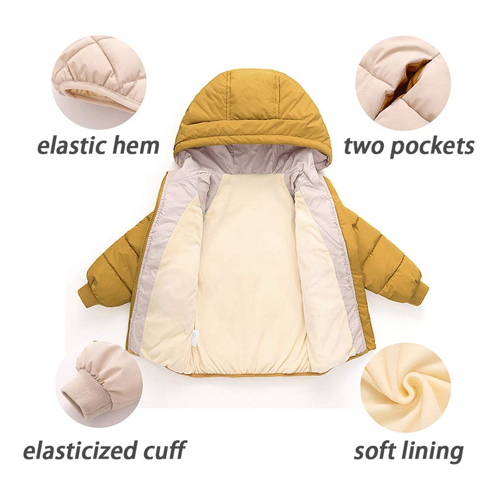 Curipeer Kids Winter Jacket Front Zip Warm Snow Wear Toddler Outer Clothing 2T
