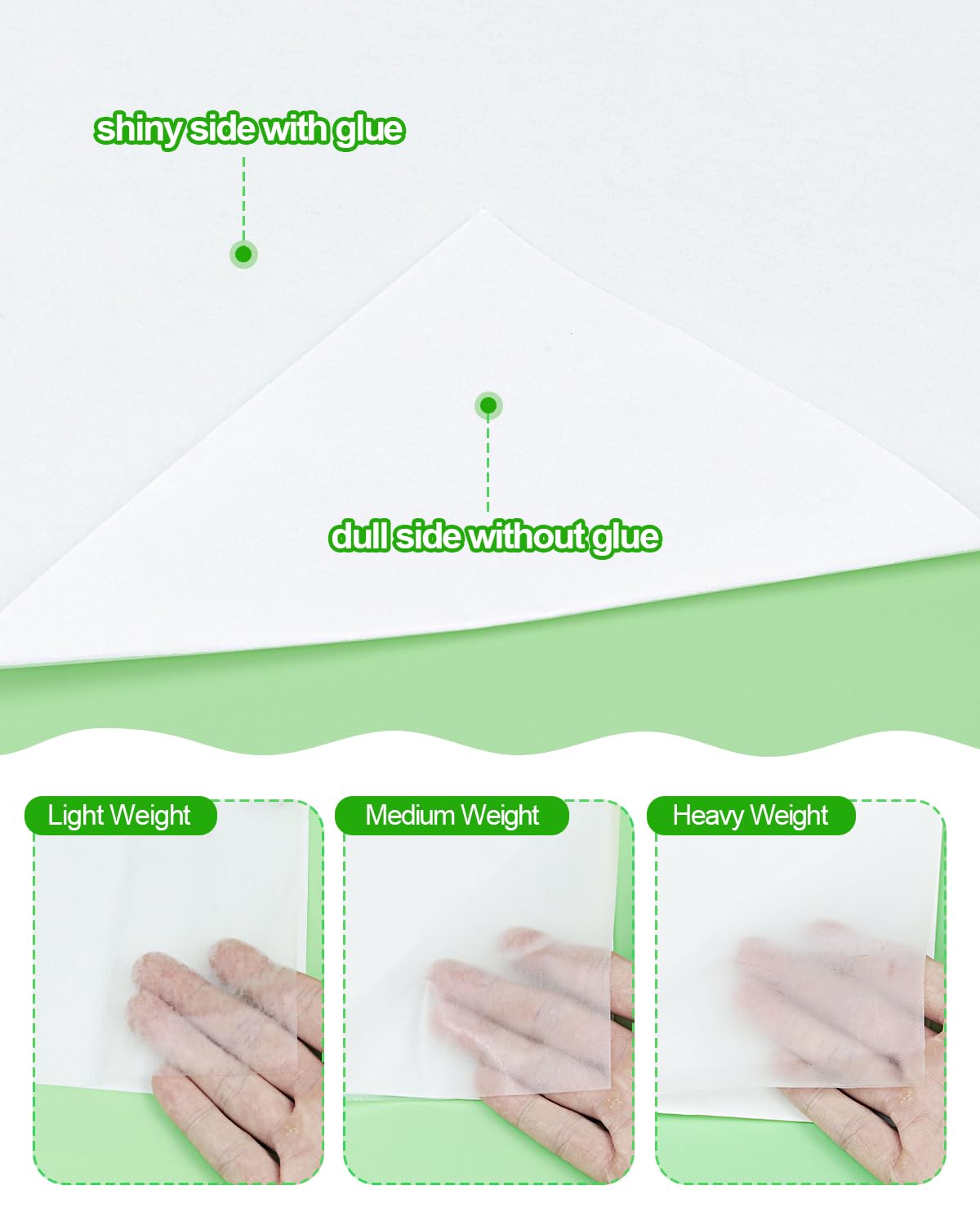 PLANTIONAL Double Sided Iron On 20 PCS Medium Weight A4 Size Press-on Patch Heat Melt Fabric Glue Sheet Permanent Fusible Adhesive Sheets