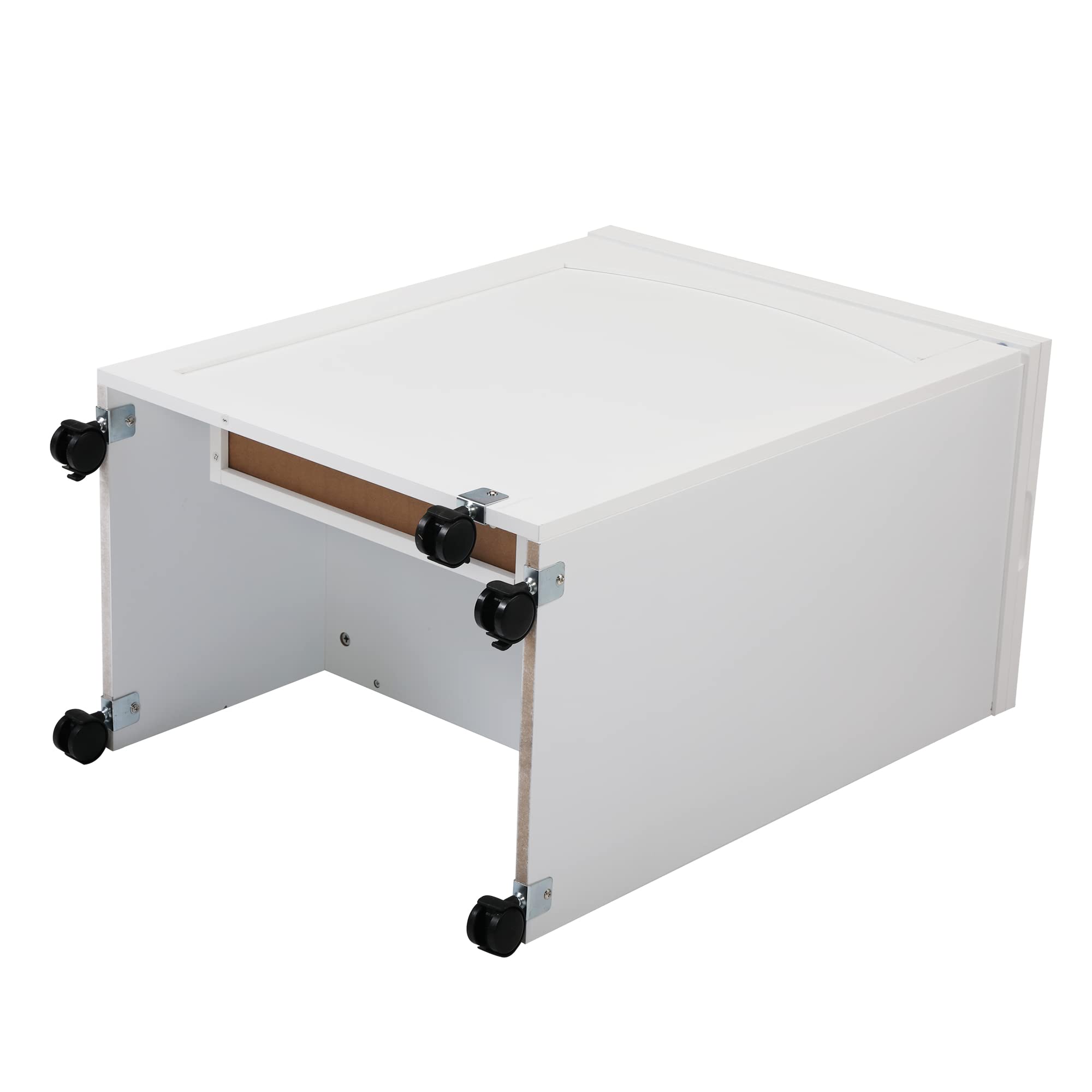 Afaris Folding Sewing Table, Versatile Sewing Cabinet Craft Station, Sewing Machine Desk w/Storage Shelves, Lockable Wheels, Adjustable Sewing Table Rolling Cart for Apartment Small Spaces, White