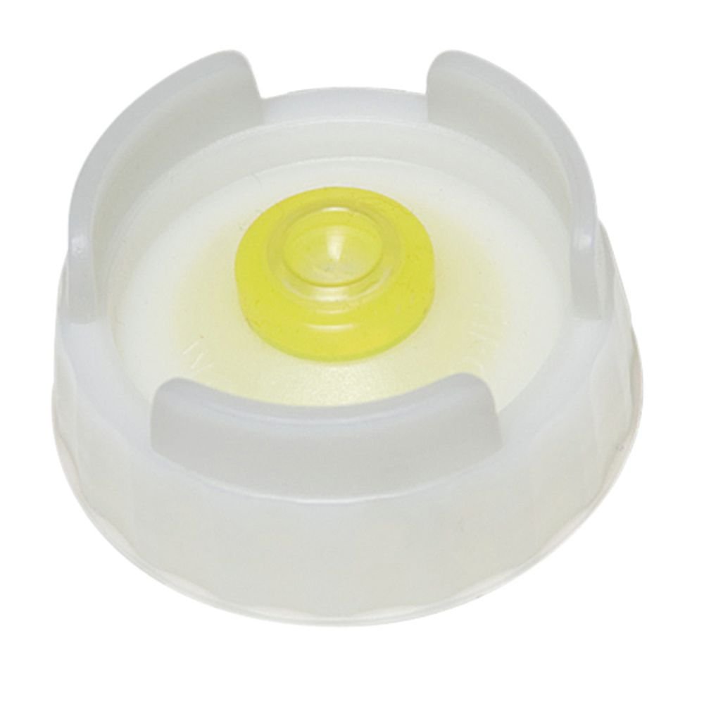 White Plastic FIFO Bottle Cap with Medium Yellow Dispensing Valve