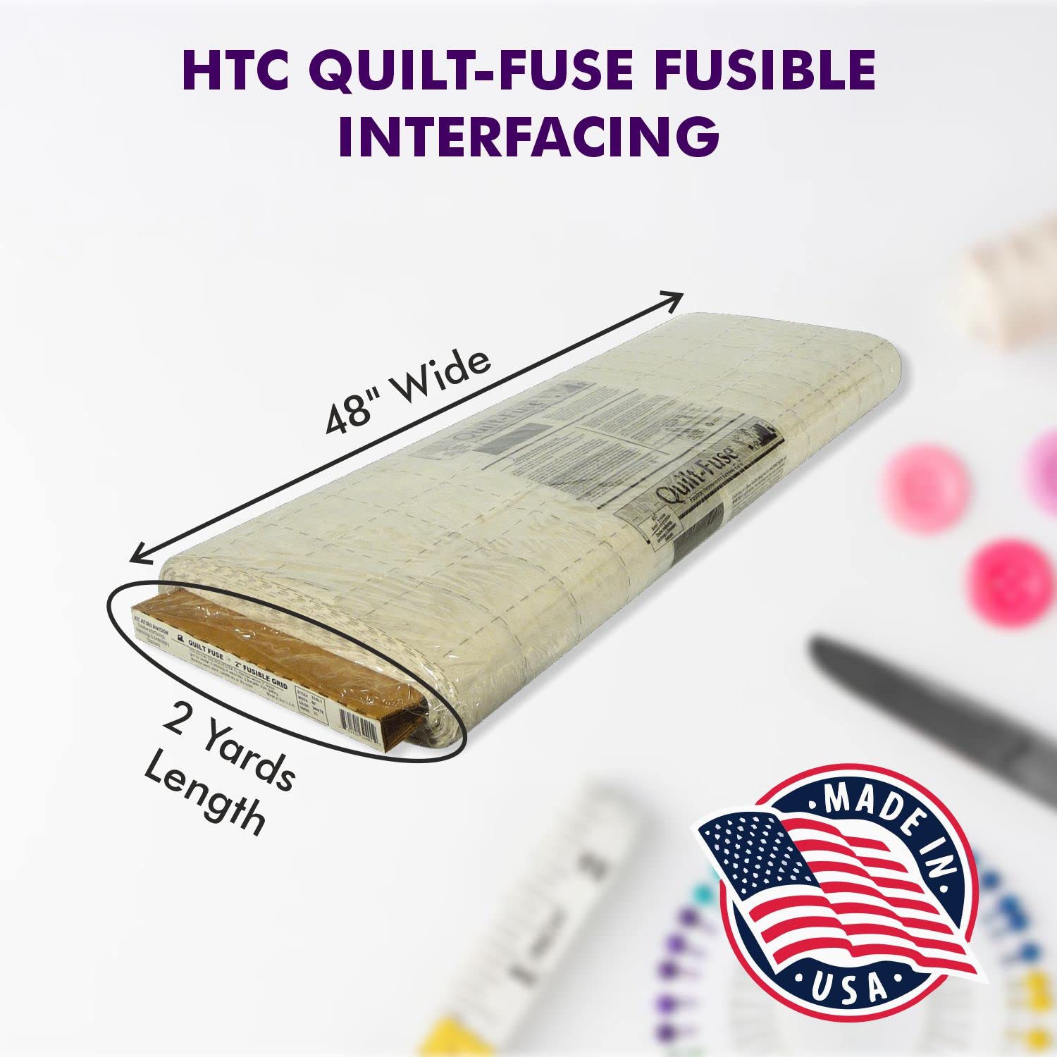 Superpunch Quilt-Fuse HTC3240-1 Interfacing/Interlining, White Fusible Interfacing Lightweight– 48” Wide Nonwoven 2” Layout Grid, Iron On Polyester/ Rayon Interfacing for DIY Crafts Supplies- USA Made