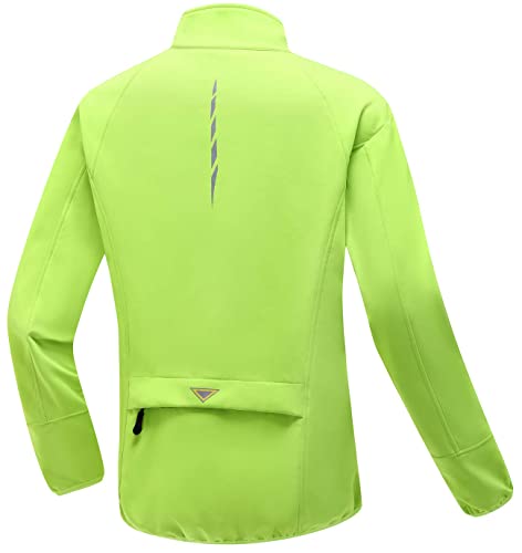wantdo Men's Winter Cycling Thermal Jacket Warm Soft Shell Windproof Running Jacket Waterproof Fleece Windbreaker Reflective