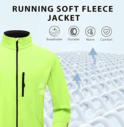 wantdo Men's Winter Cycling Thermal Jacket Warm Soft Shell Windproof Running Jacket Waterproof Fleece Windbreaker Reflective
