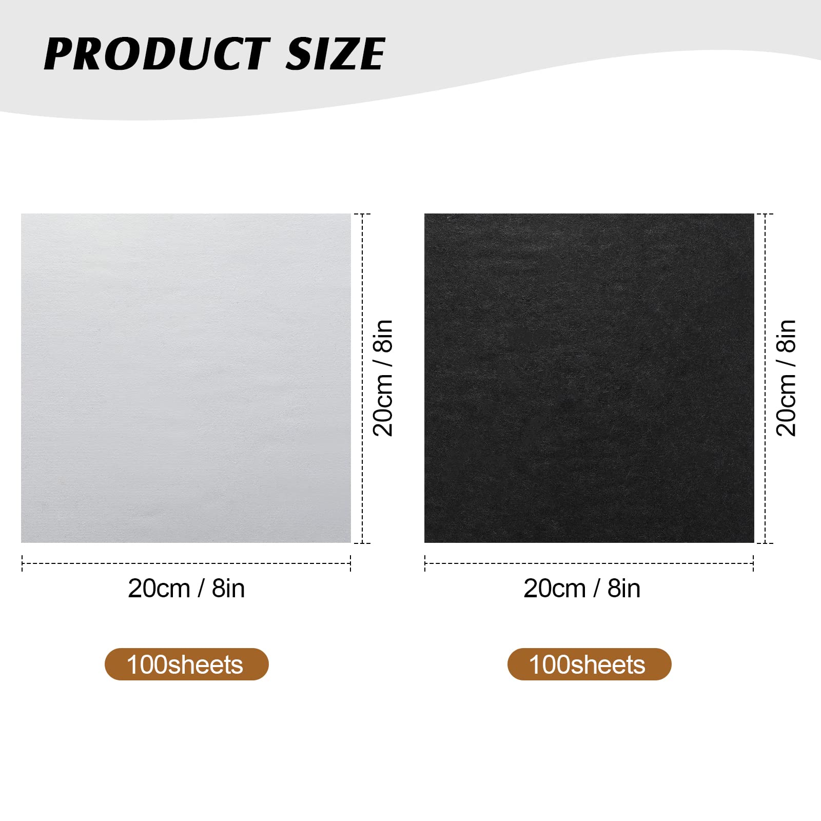 200 Sheets Tear Away stabilizer for Embroidery Backing Precut Sheets Black White Fabric Stabilizer for Machine Embroidery Hand Sewing Hoops Quilting, Weight 2.1 oz(8 x 8 Inch)