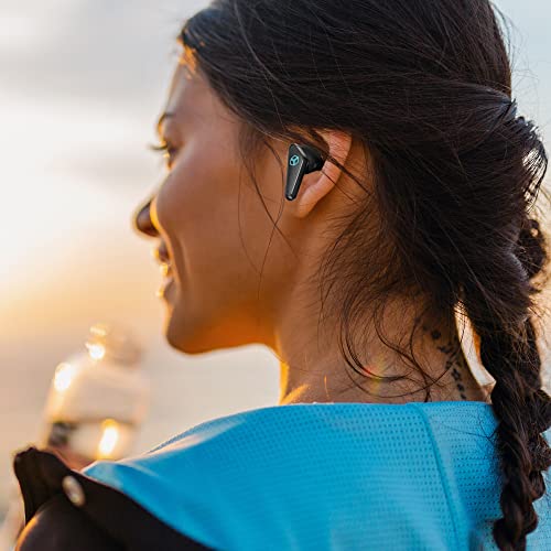 Tone Cube Design Wireless Headphones, Wireless Bluetooth Earbuds,Sport Earbuds,Bluetooth 5.3 Clip-on Earphones,Premium Sound, Noise Cancelling, 30 Hours Playtime with Case for Android iOS (Blue)