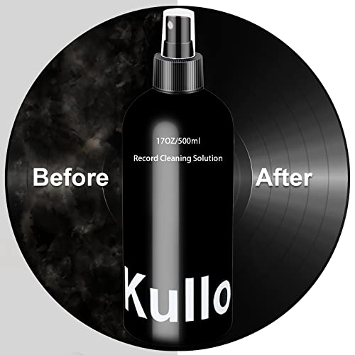Audio Record Cleaning Solution 17oz/500ml,Vinyl Record Cleaner Fluid with Cleaning Spray & Label Protector & Microfiber Cloth & Protector Pad,Vinyl Cleaner kit for CD DVD Disc Album