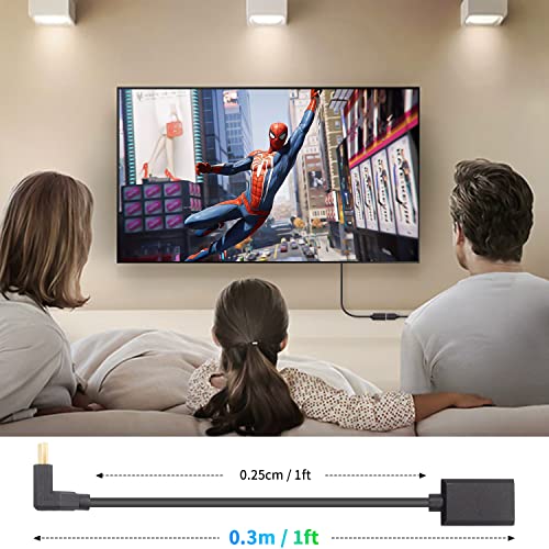 Duttek 8K 90 Degree HDMI Extension Cable 48Gbps, HDMI 2.1 Cable, Extremely Thin Down Angled HDMI Female to Male Cable for TV/Xbox, PS5, Laptop PC 1Ft/30cm