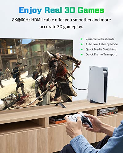 Duttek 8K 90 Degree HDMI Extension Cable 48Gbps, HDMI 2.1 Cable, Extremely Thin Down Angled HDMI Female to Male Cable for TV/Xbox, PS5, Laptop PC 1Ft/30cm