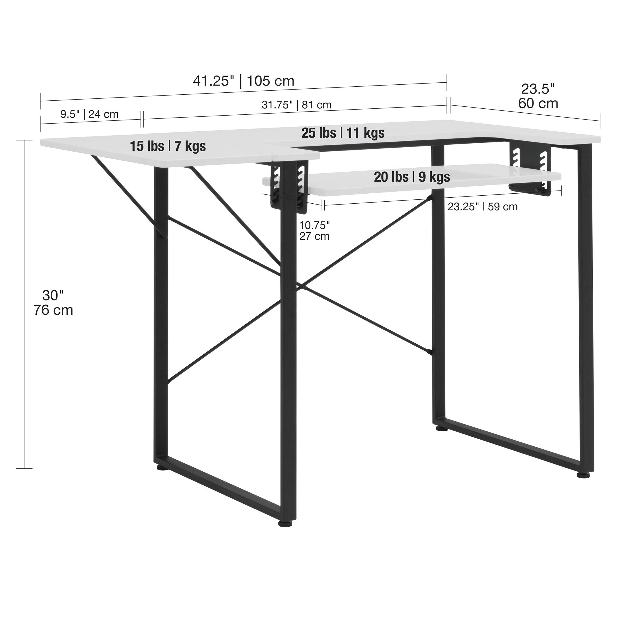 Sew Ready Dart Wood/Metal Multipurpose Machine Table Workstation Desk with Folding Top for Crafts, Sewing, Computers, Laptops, Games, Black Graphite/White 23D x 41W x 30H in