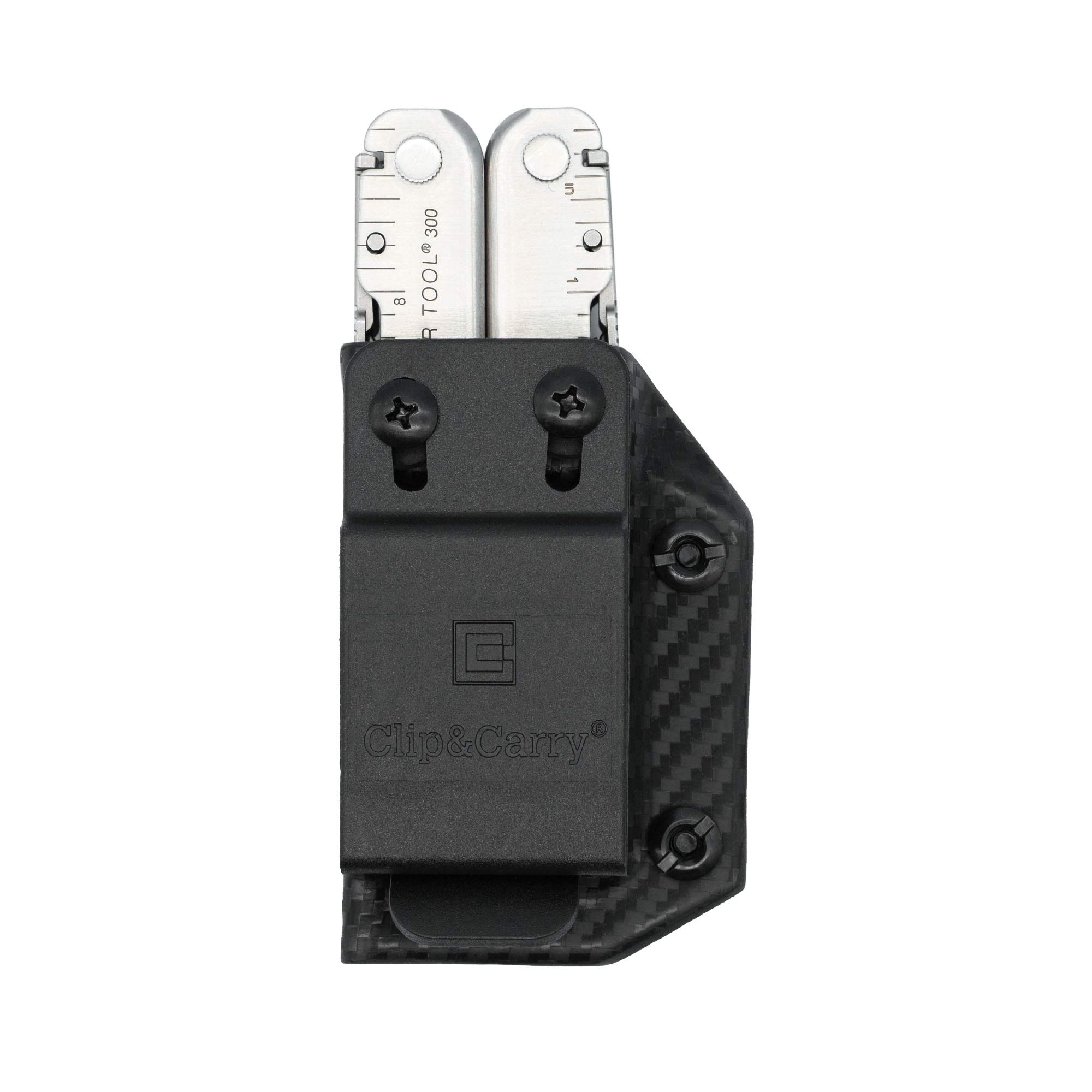 Clip & Carry Kydex Multitool Sheath for the Leatherman Supertool 300 - Everyday Carry Holder Holster - Made in USA - Carbon Fiber Black