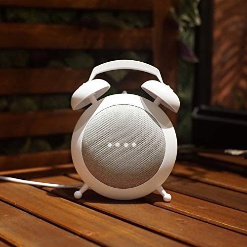 Google Home Mini Stand Holder, Retro Alarm Clock Stand Mount Base Protective Case Compatible with Google Home Mini and Nest Mini (White)