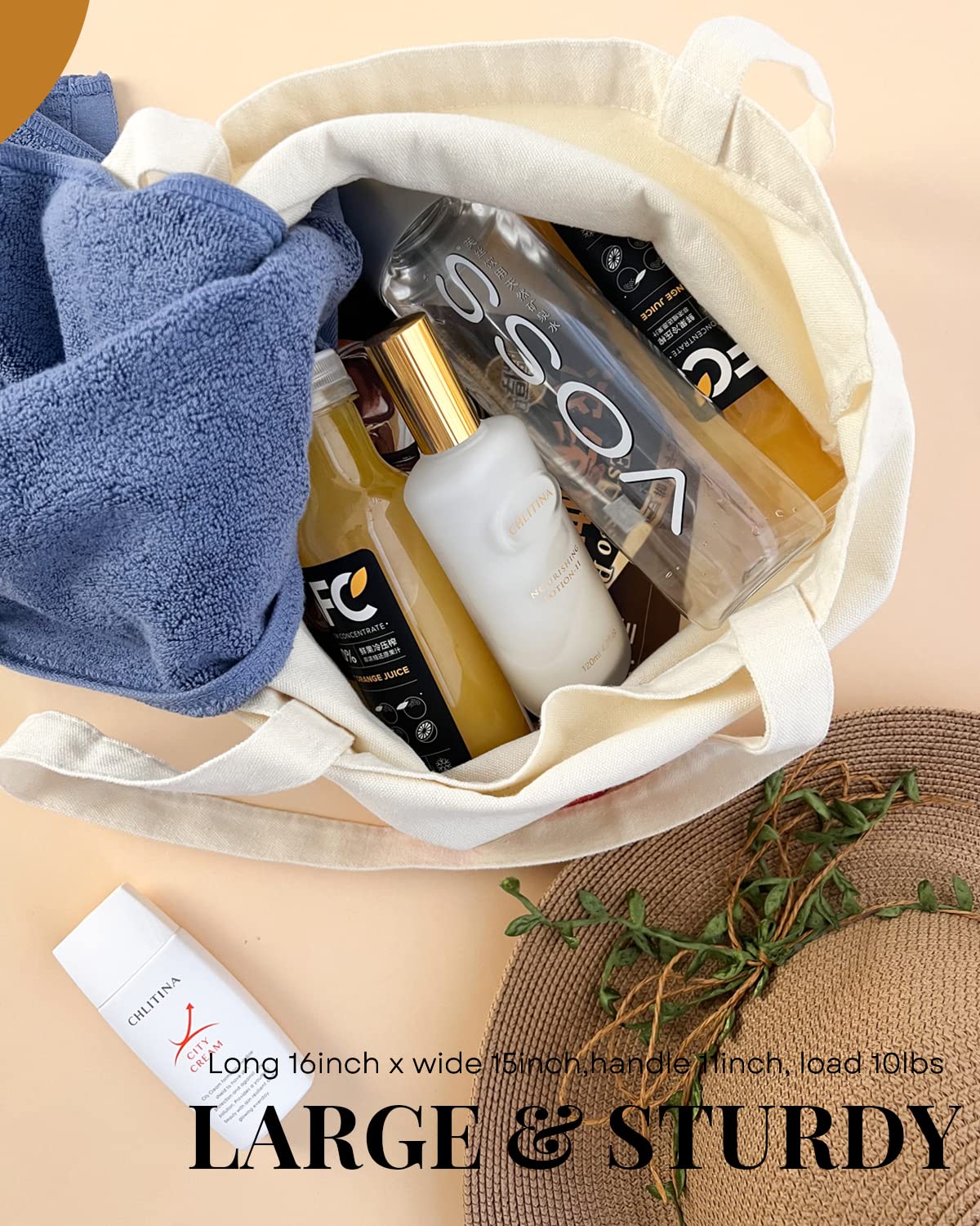 AUSVKAI Canvas Tote Bag Aesthetic for Women, Cute Sun&book Reusable Cotton Bags for Beach Grocery Gifts