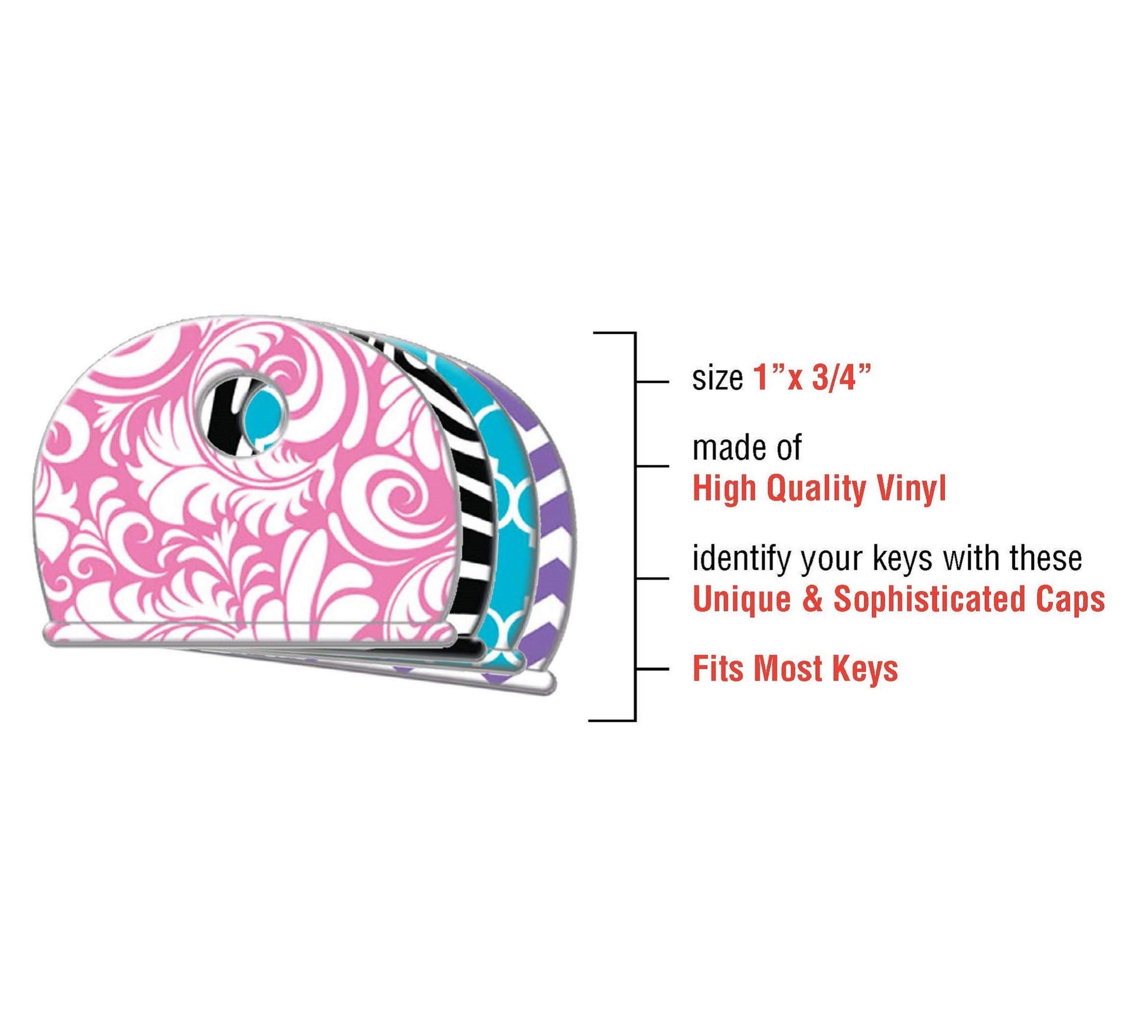 Lucky Line Designer Pattern Key Identifier Caps, 4 Pack (16304)