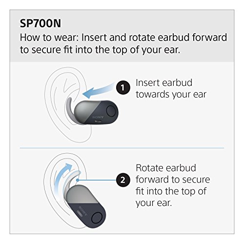 Sony Wireless Bluetooth In Ear Headphones: Noise Cancelling Sports Workout Ear Buds for Exercise and Running - Cordless, Sweatproof Sport Earphones, Built-In Microphone, EXTRA BASS –Black WF-SP700N/B
