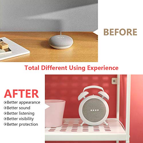Google Home Mini Stand Holder, Retro Alarm Clock Stand Mount Base Protective Case Compatible with Google Home Mini and Nest Mini (White)