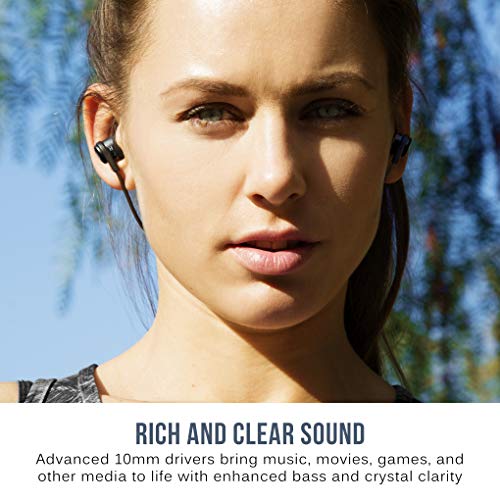 MEE audio M9B Bluetooth 5.0 Wireless in-Ear Headphones with Built-in Headset Microphone - 9 Hours Long Battery Life, IPX5 Waterproof Noise Isolation Earbuds - for Workout Gym Sports Black