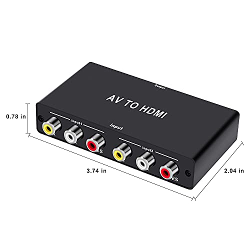 Sheiaier RCA to HDMI Converter, 1080P Dual AV to HDMI Adapter, CVBS to HDMI Composite Video Audio Converter Supports NTSC PC Laptop Xbox PS3 TV STB VHS VCR Camera DVD