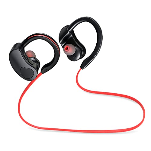 Wireless Earbuds, in-Ear Stereo Headphones Headset Premium Sound with Deep Bass for Sport,Bluetooth 5.0 Wireless Earbuds with Type-C Charging Case and mic (Black+Red)