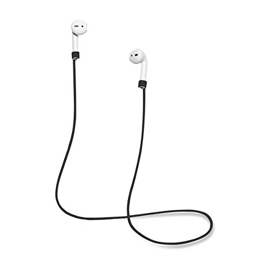 LIKDAY Strap 28'' Silicone Anti-Lost Wire Cable for Compatible with AirPods Pro/2/1 Neck Rope for Wireless Earphone (White+Black)