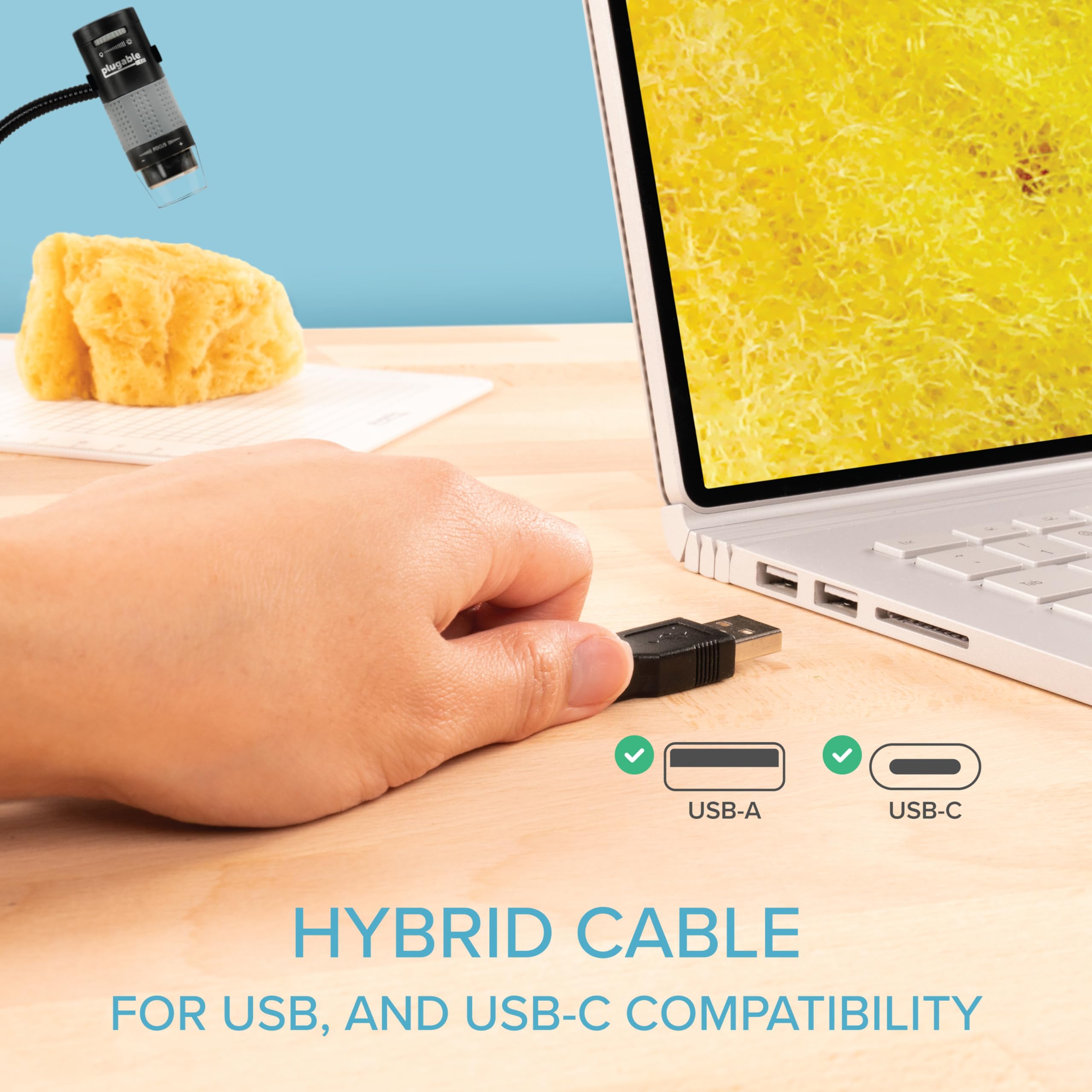Plugable USB Digital Microscope with Flexible Arm Observation Stand Compatible With Windows, Mac, Linux (2MP, 250x Magnification)