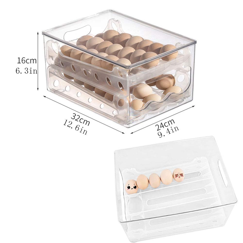Keyii Egg Holder for Refrigerator, Pull Out Egg Refrigerator Drawer with Slide Design, Adjustable Egg Holder Storage Container for 36 Eggs (Z26HS49V17TI)